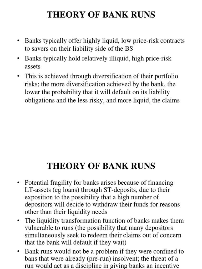 Theory of Bank Runs | PDF | Bank Run | Market Liquidity