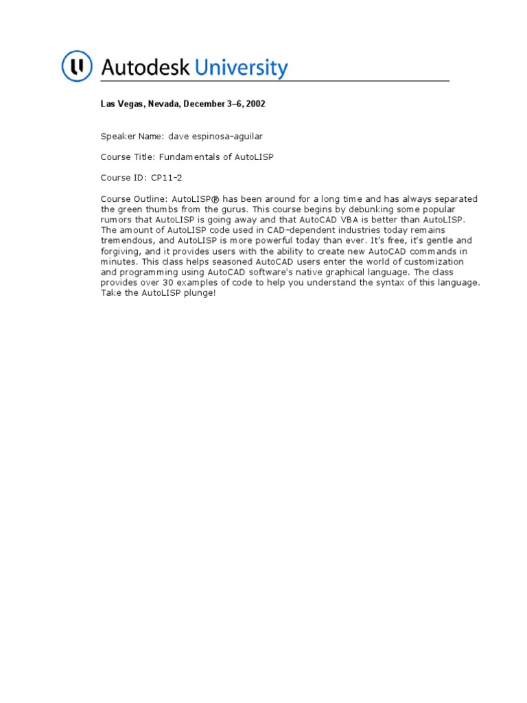 Fundamentals Of Autolisp Pdf Computer Programming Computing 9067