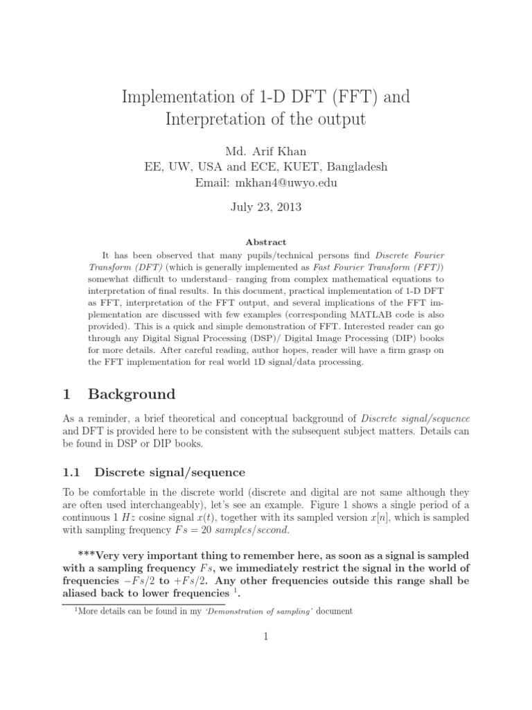 Fft Implementation And Interpretation Pdf Discrete Fourier