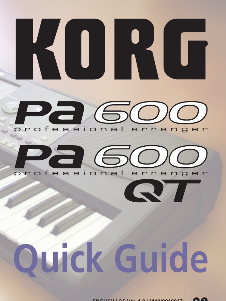 Pa600 Quick Guide v100 (English) | PDF | Usb | Synthesizer