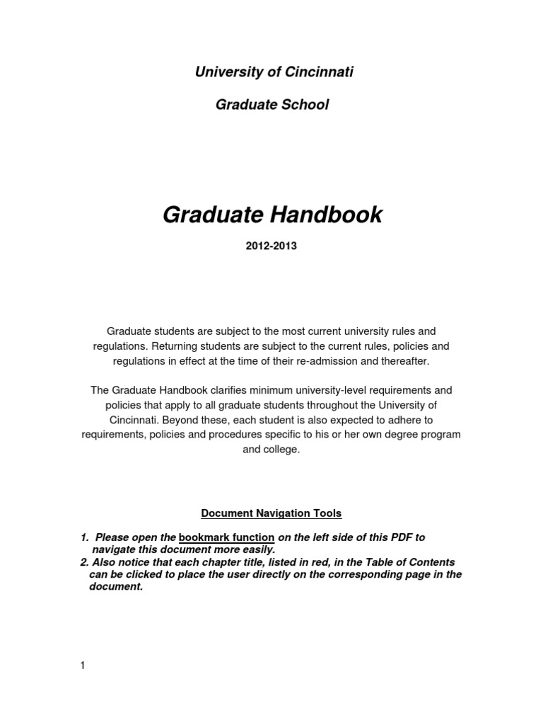 Graduate Handbook: University of Cincinnati Graduate School | Download ...