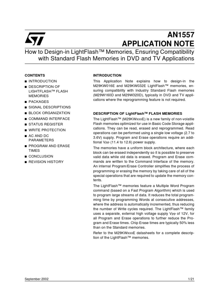 AN1557 Application Note | PDF | Flash Memory | Computer Data Storage