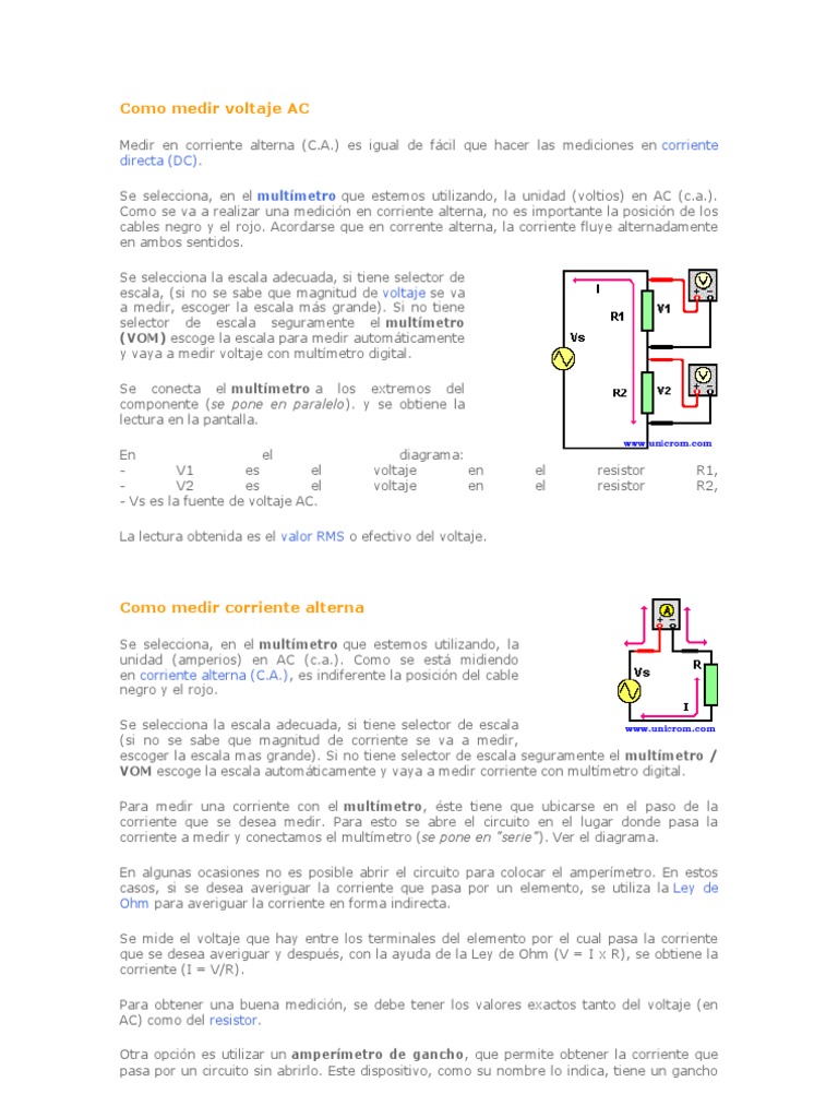 Como Medir Voltaje AC | PDF | Corriente eléctrica | Cantidades fisicas