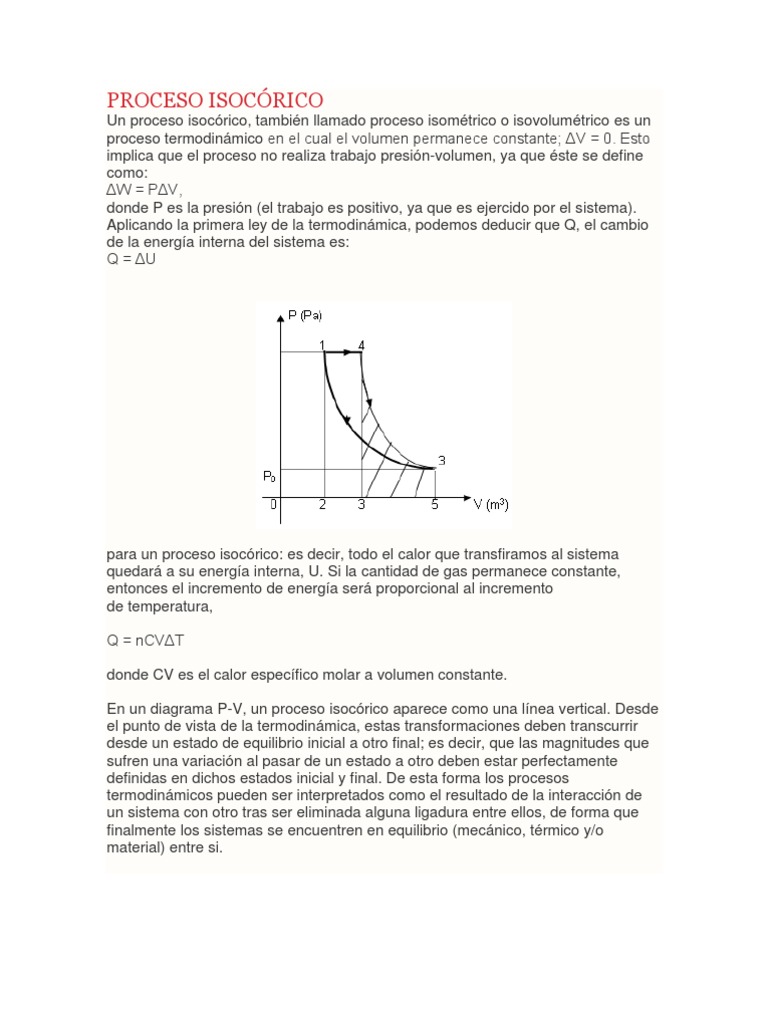 Proceso Isocórico: Conceptos y Ejemplo | PDF