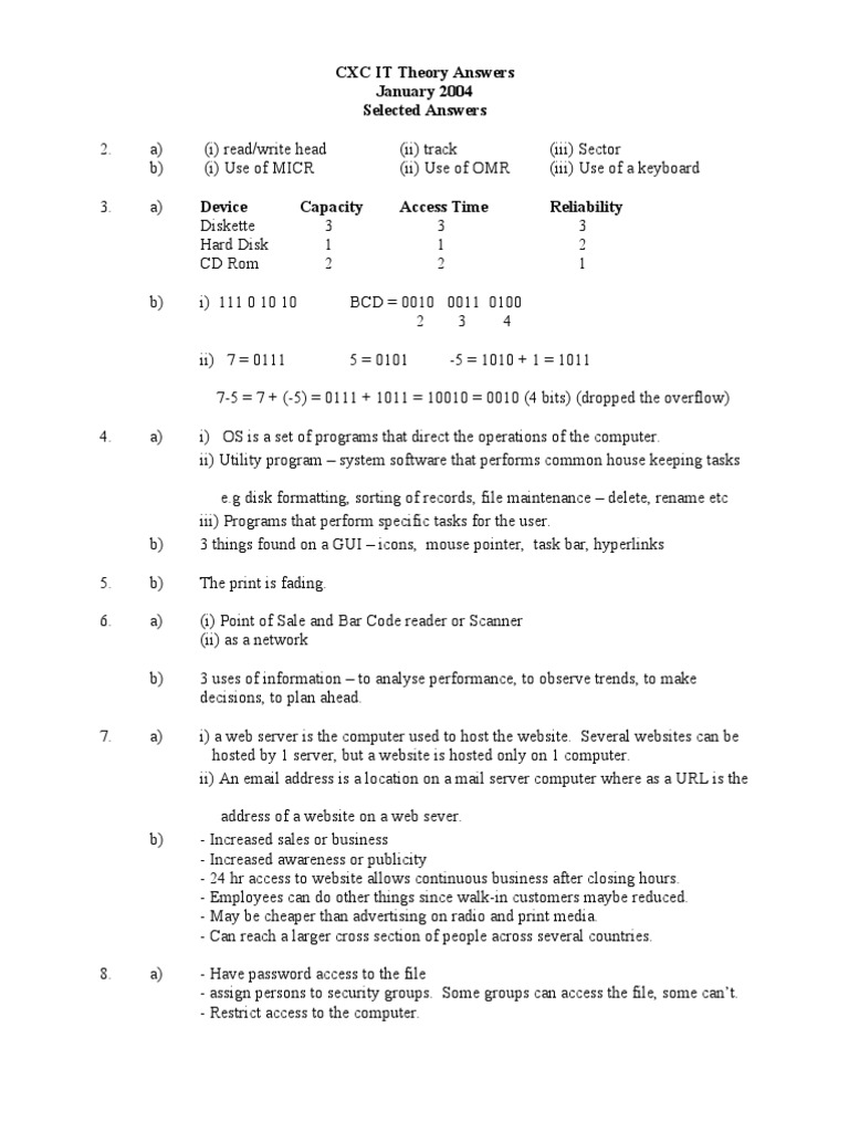CSEC It Jan 2004 Answers | PDF | Websites | Icon (Computing)