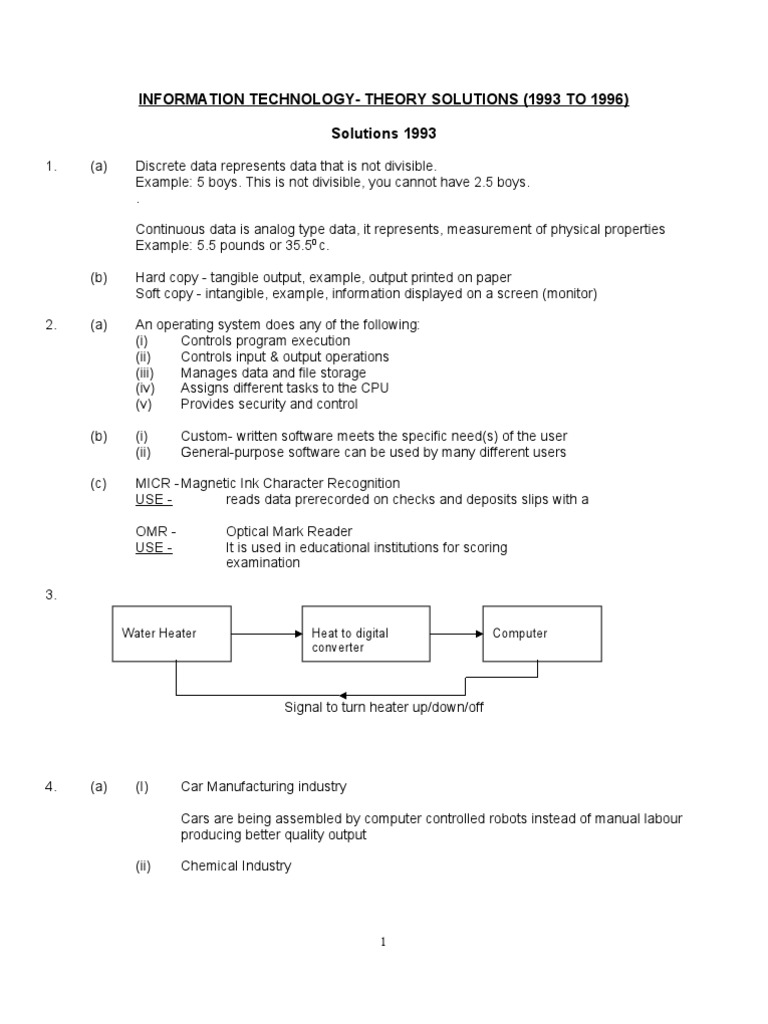 CSEC Theory Exam Answers 93 - 96 | PDF | Computer Program | Programming