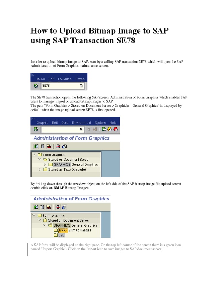 How To Upload Bitmap Image To SAP Using SAP Transaction SE78 | PDF ...