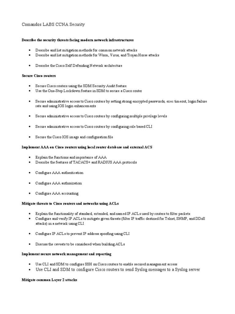 Comandos LABS CCNA Security | PDF | Firewall (Computing) | Computer Network Comandos LABS CCNA Security | PDF | Firewall (Computing) | Computer Network