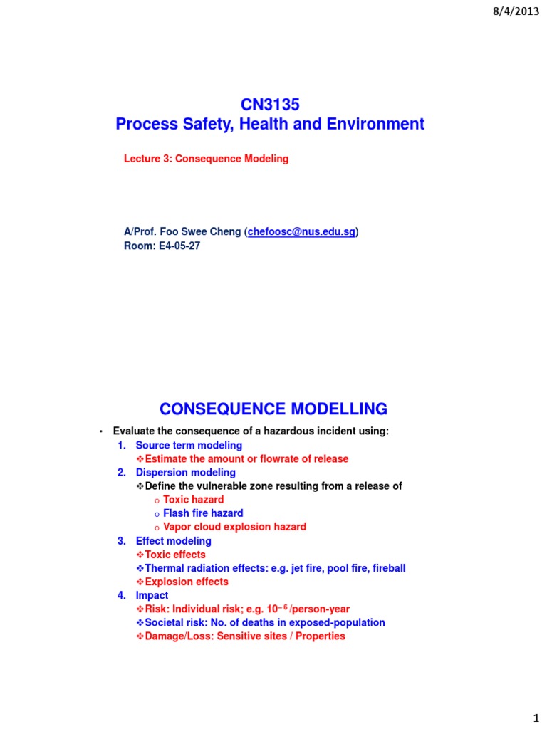 CN3135 Process Safety and Environment Consequence Modeling PDF | PDF ...
