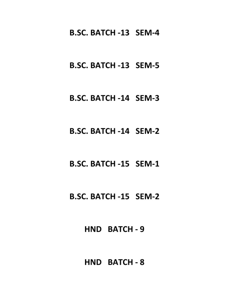 B.Sc. and HND Batch Semester Overview | PDF | Technology & Engineering