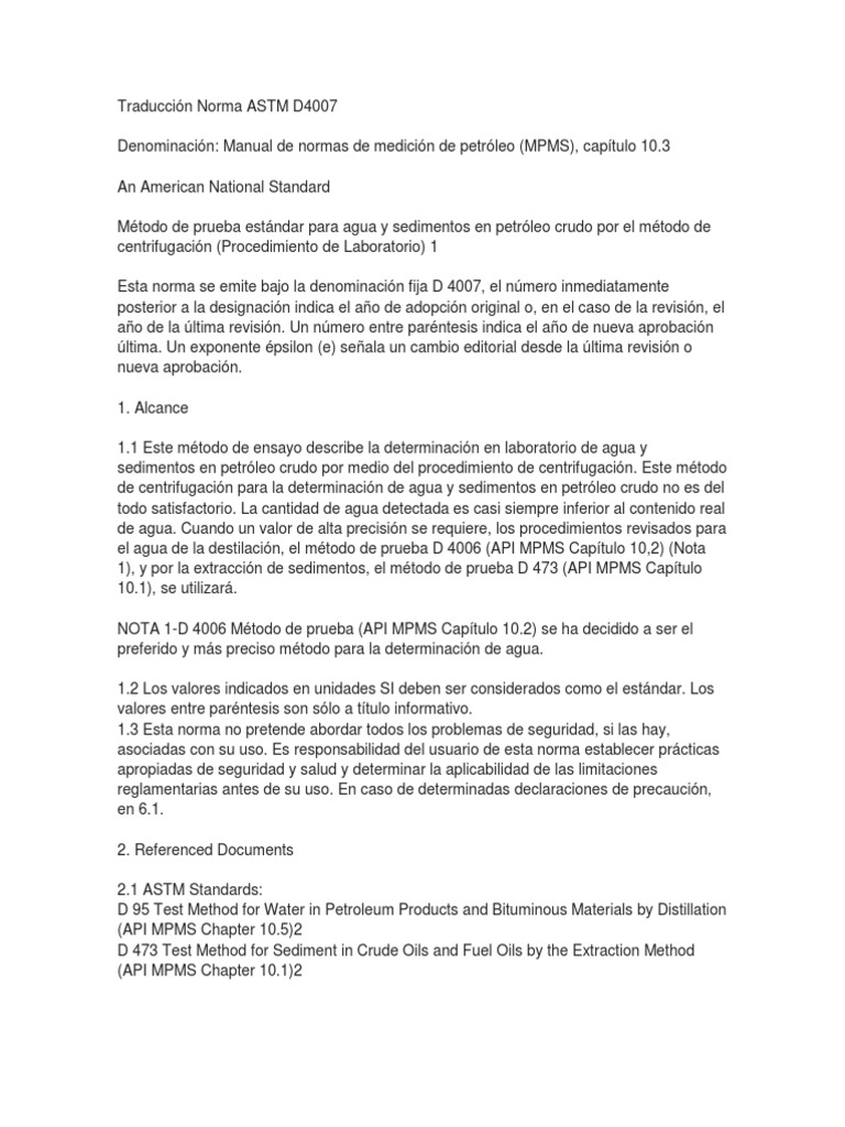 Traducción Norma ASTM D4007 | PDF