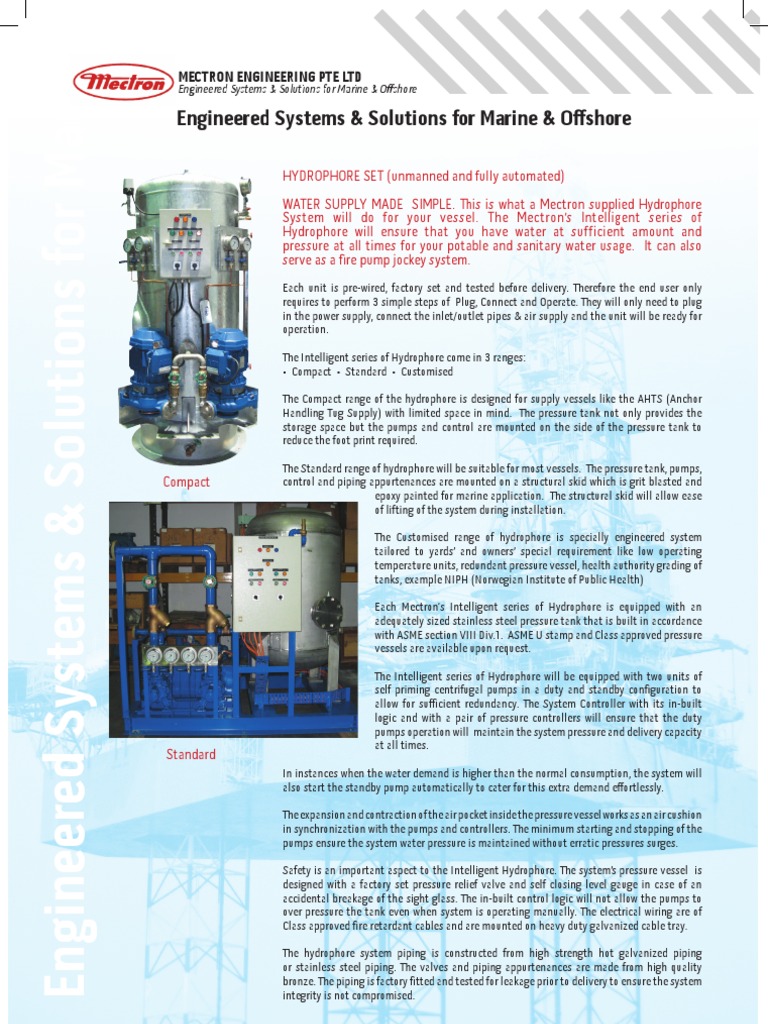 Hydrophore Set (Mectron Engineering) | PDF | Pump | Pipe (Fluid Conveyance)