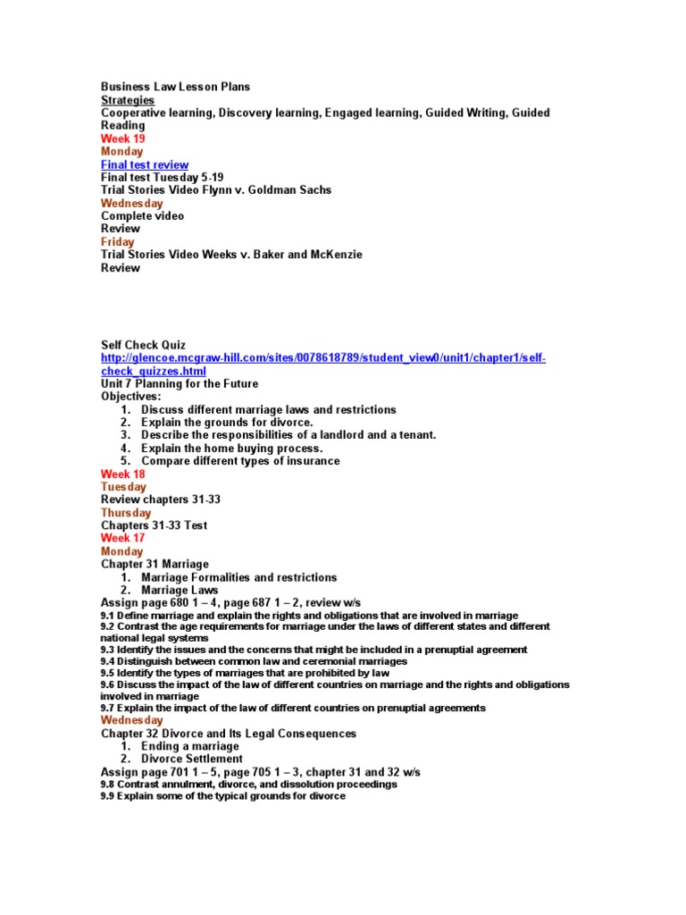 Business Law Lesson Plan | PDF