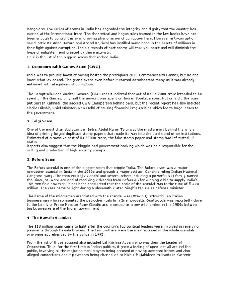 Commonwealth Games Scam (CWG) | PDF