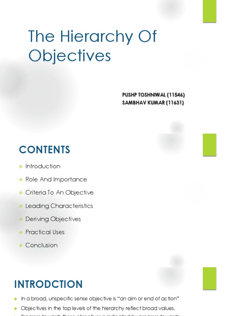 Hierarchy of Objectives Guide | PDF | Goal | Hierarchy