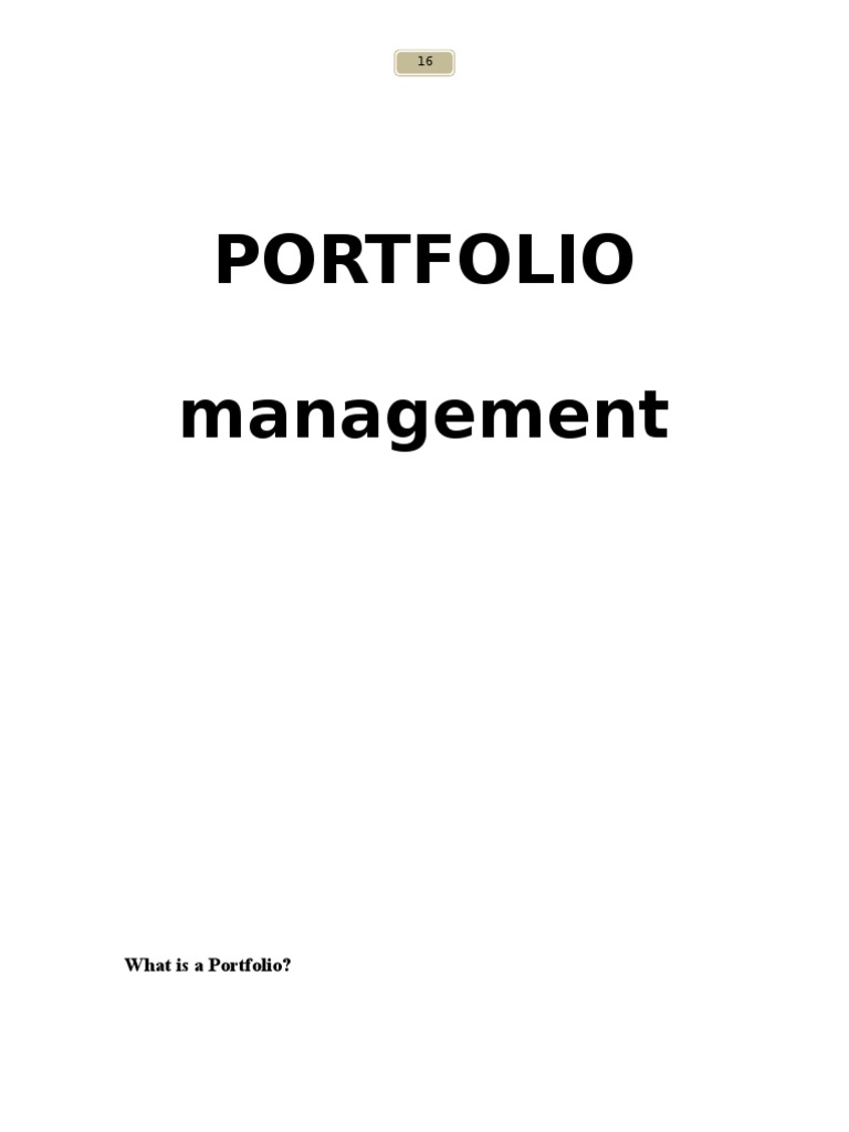 Portfolio Management | PDF