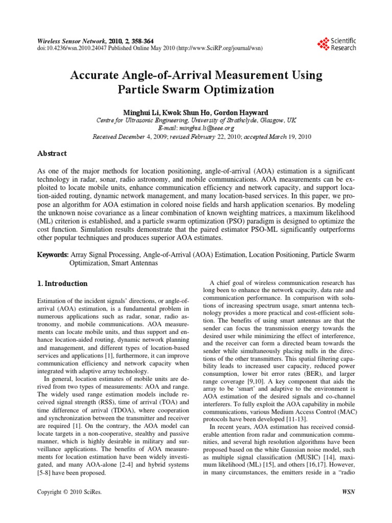 Accurate Angle-of-Arrival Measurement Using Particle Swarm Optimization ...