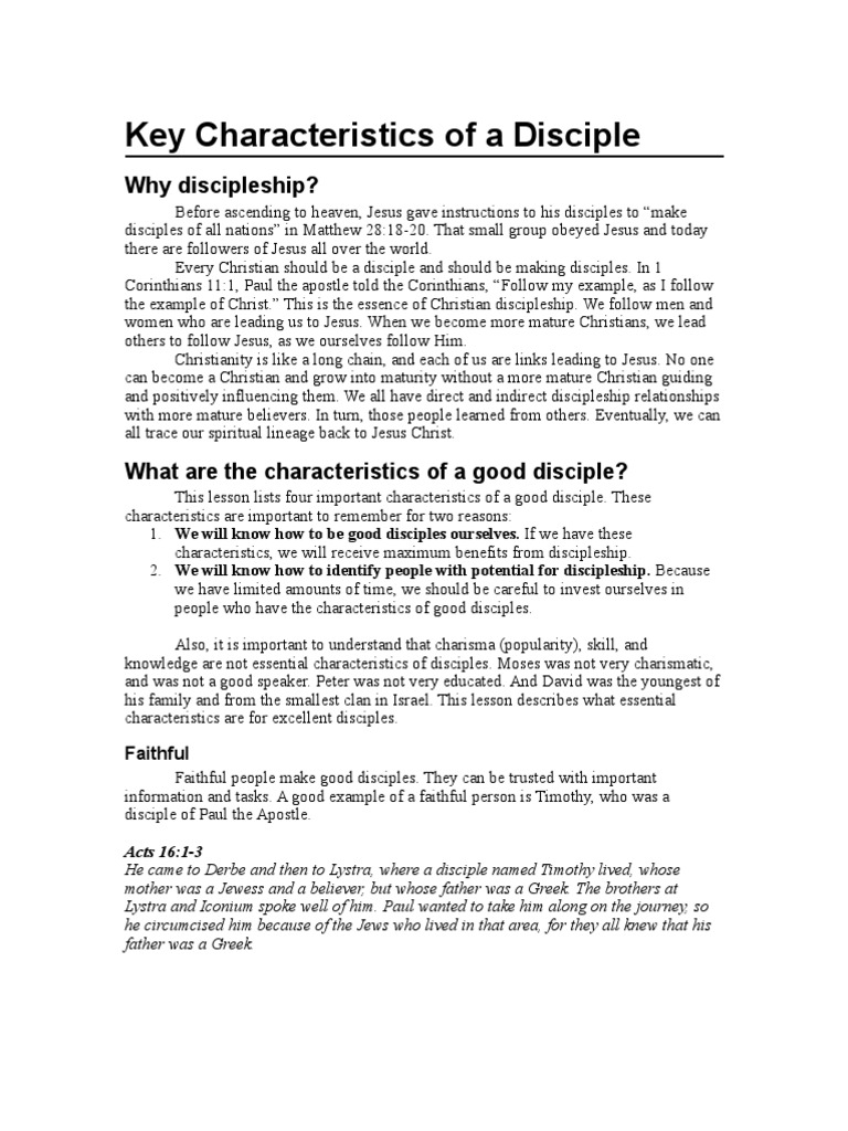Discipleship Characteristics | PDF | Disciple (Christianity) | Saint ...
