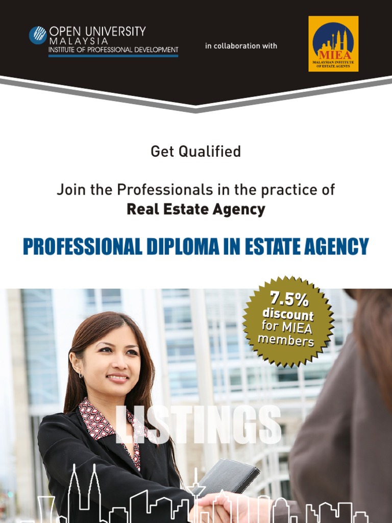 OUM Brochure Proffesional Diploma in Real Estate Agency | PDF | Real ...