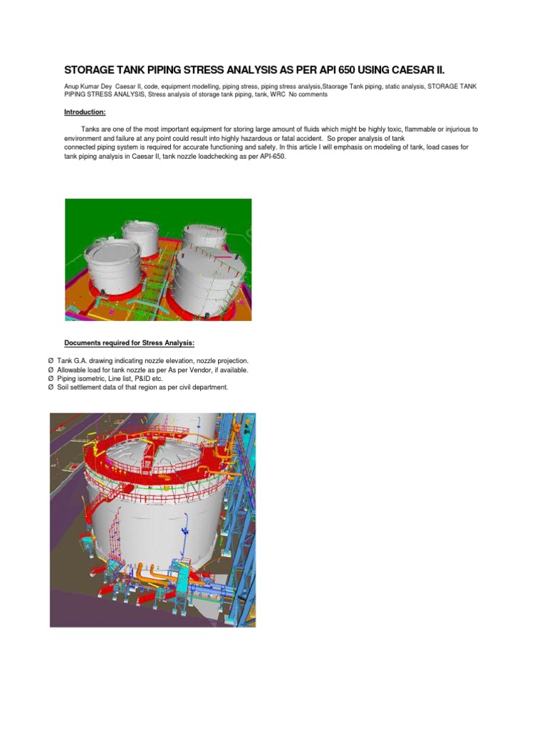 Storage Tank Piping Stress Analysis As Per API 650 Using Caesar II | PDF | Stress–Strain ...