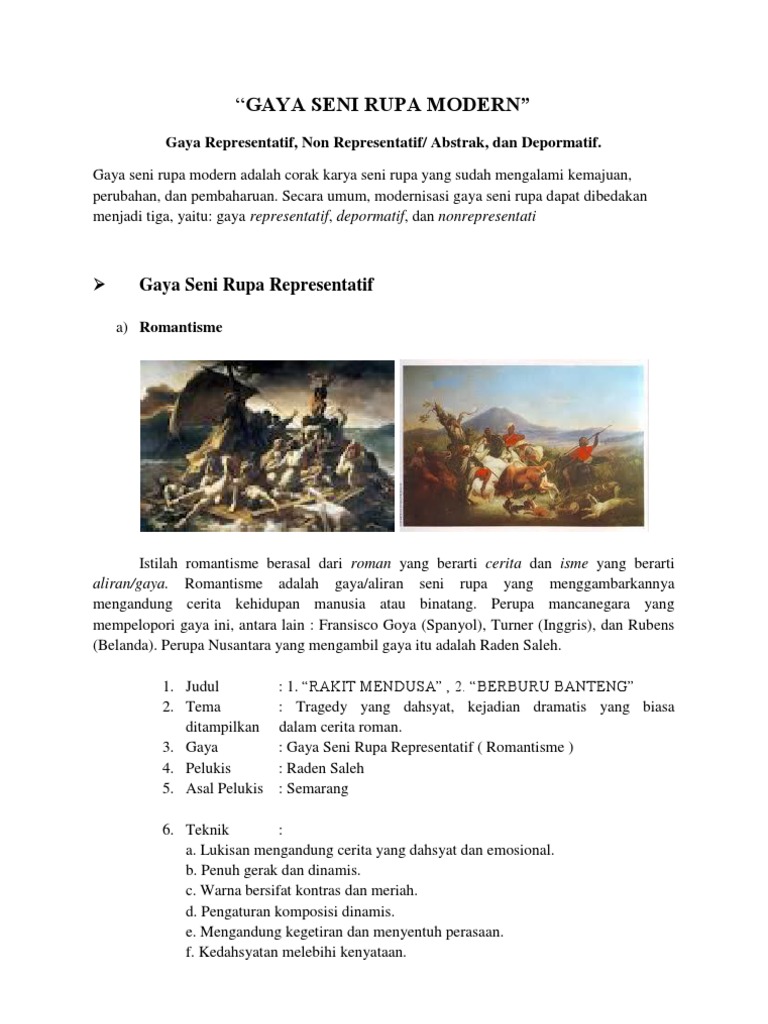 Gaya Seni Rupa Modern: Jenis dan Contoh | PDF