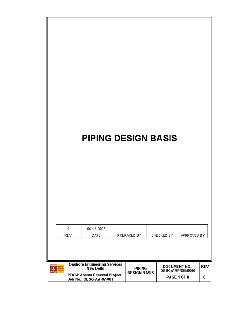 06 PIPING Design Basis PDF | PDF | Pipe (Fluid Conveyance) | Valve
