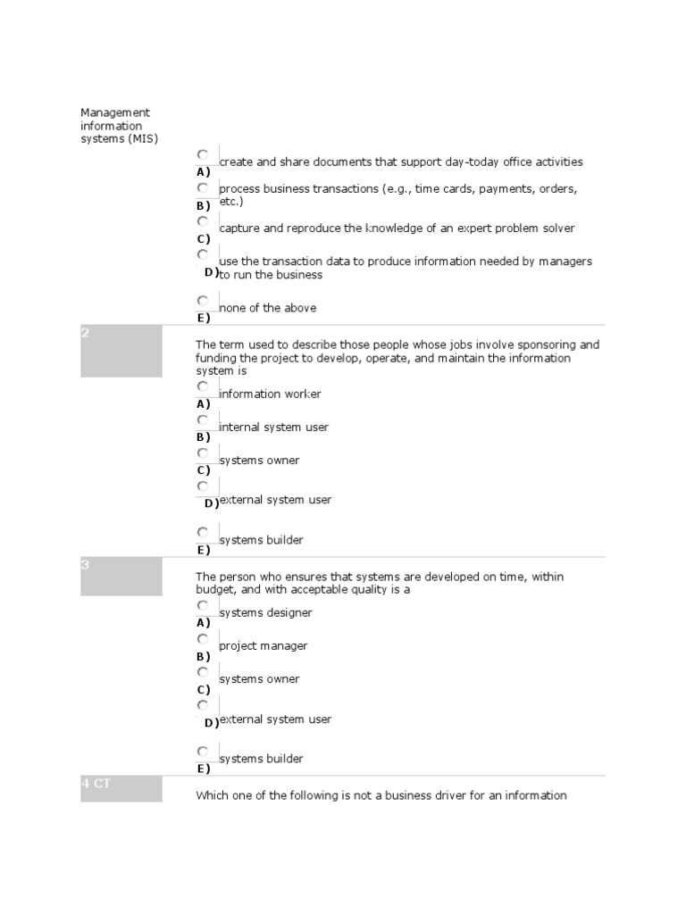 System Analysis and Design MC and TF Questions | PDF | Software ...