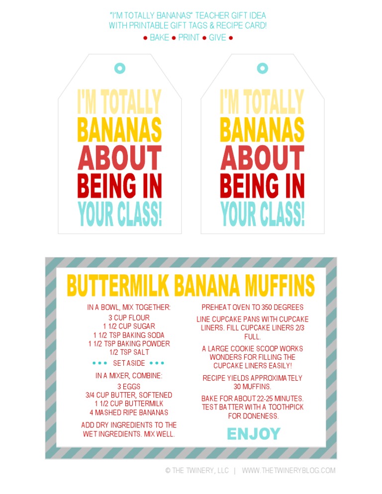 Totally Bananas Teacher Gift - The Twinery | PDF
