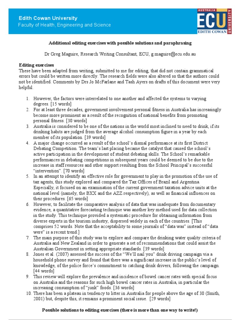 Additional Editing Exercises PDF | PDF | Australia | Taxes