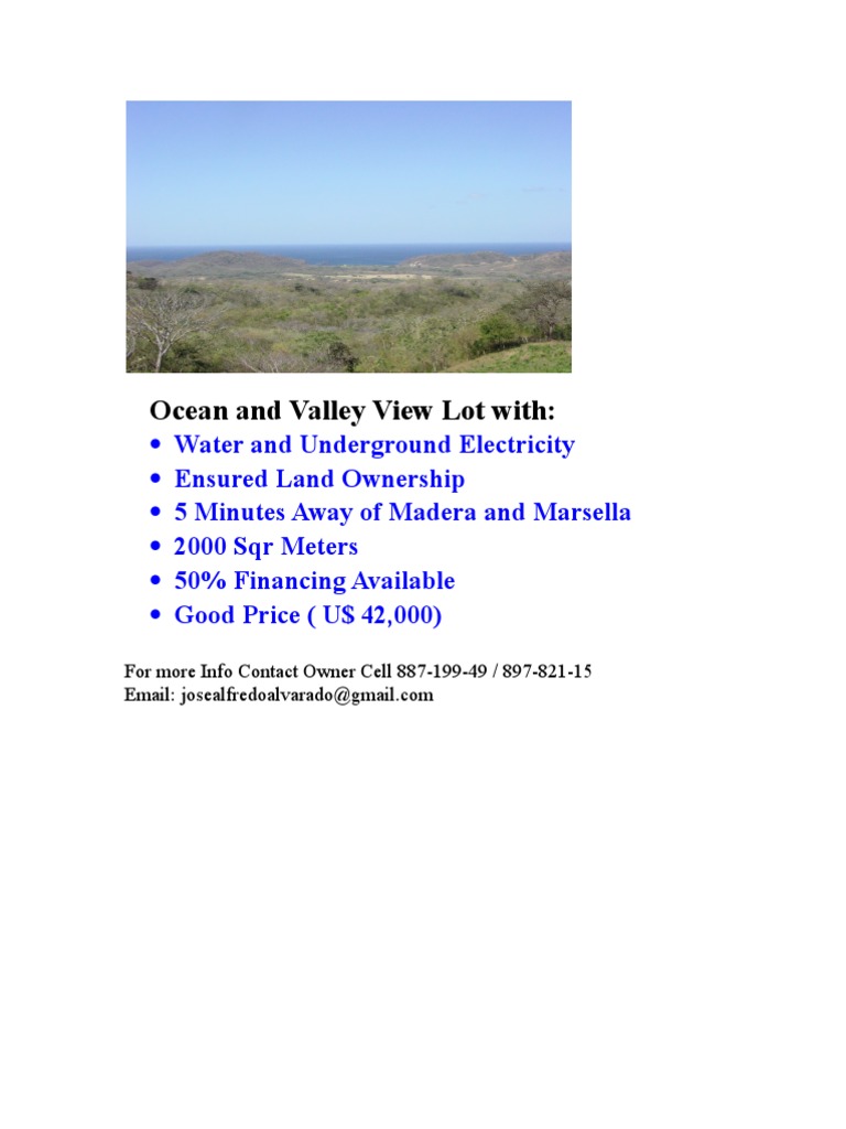 Ocean View Lot for Sale - $42,000 | PDF