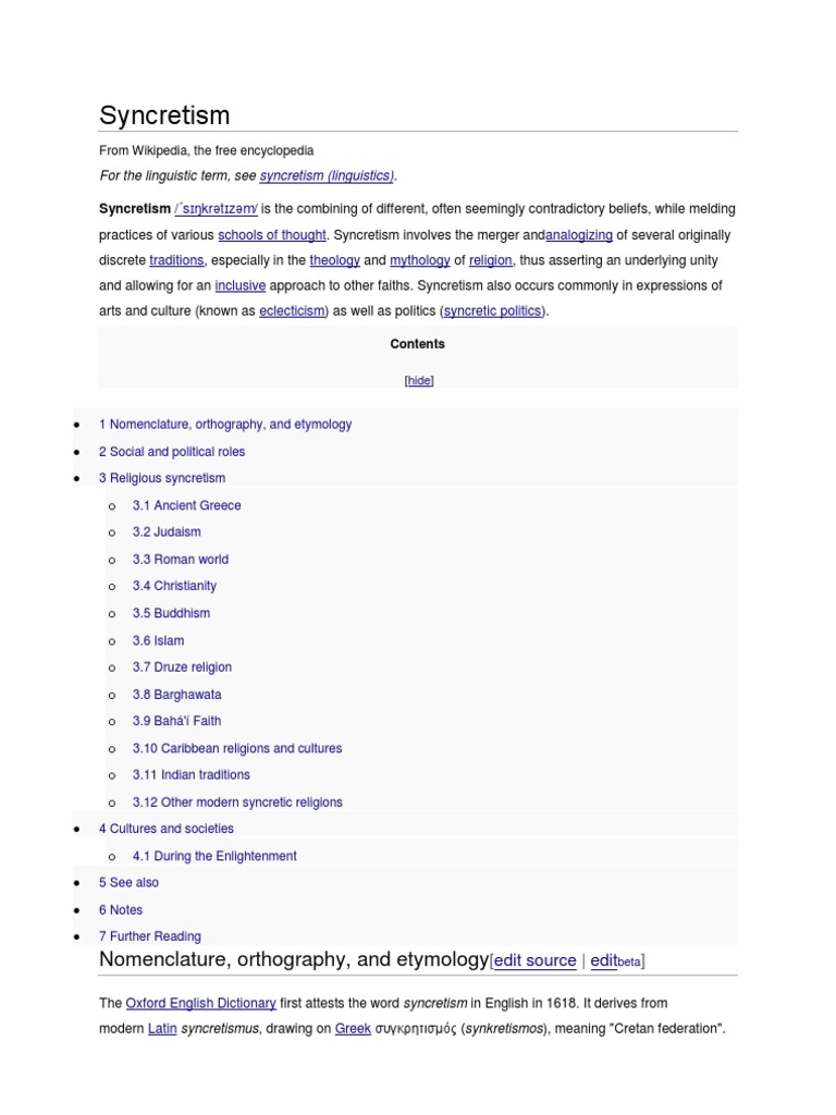 Syncretism | PDF | Religious Belief And Doctrine | Religious Faiths