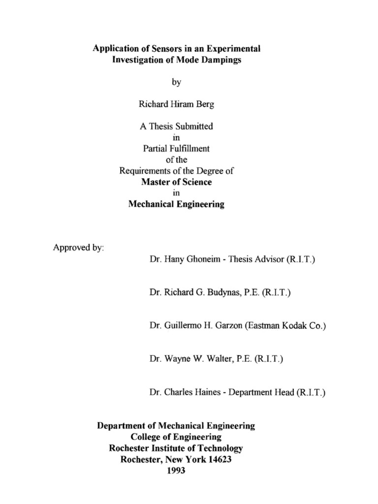 Excellent Thesis On Damping Measurements PDF | PDF | Friction | Resonance