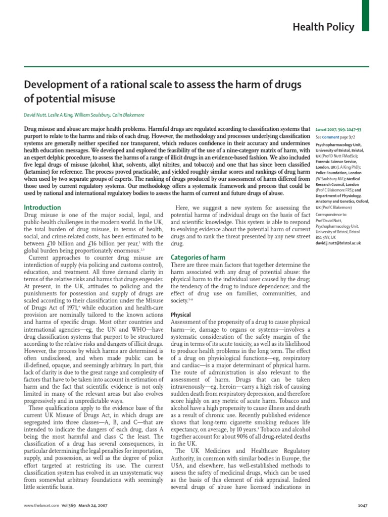 Assessing Drug Harm: A New Framework | PDF | Substance Abuse ...