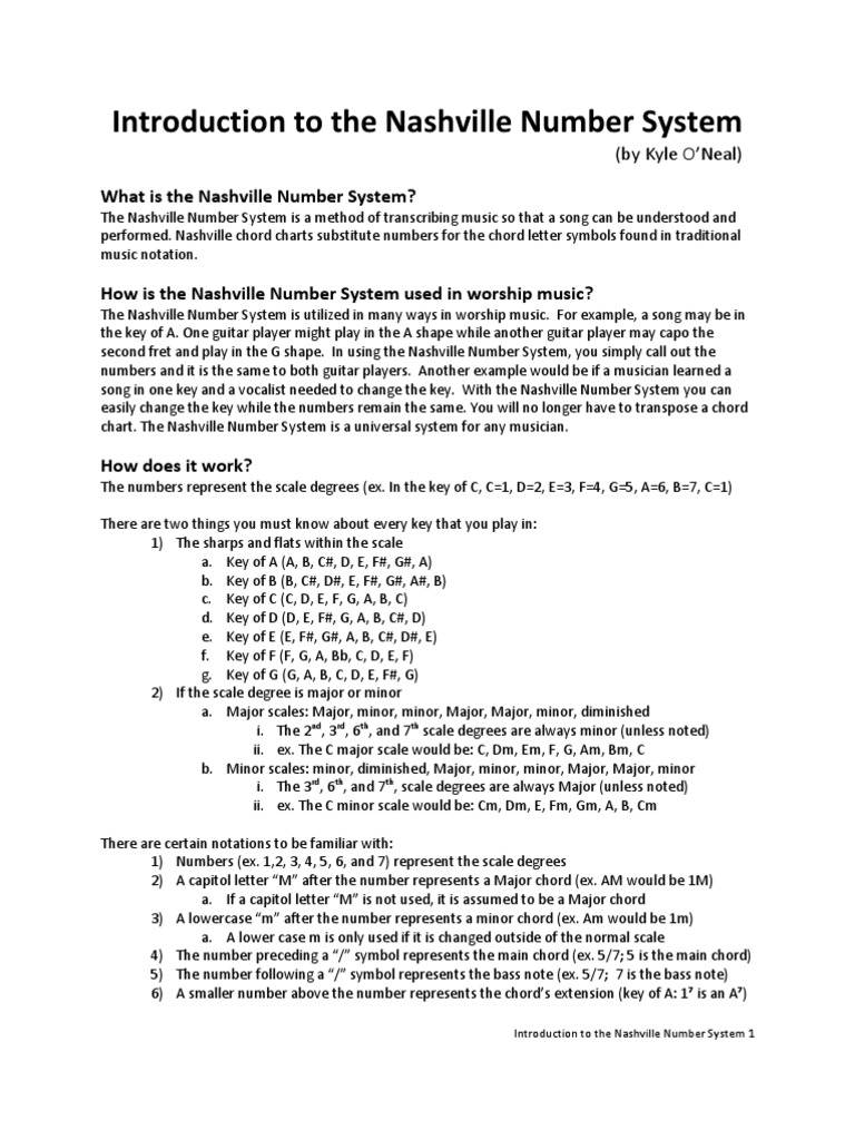 Intro To The Nashville Number System | PDF | Chord (Music) | Musicology