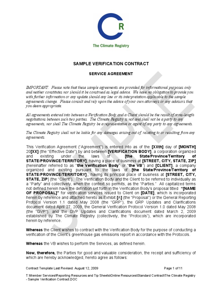 Sample Verification Contract | PDF