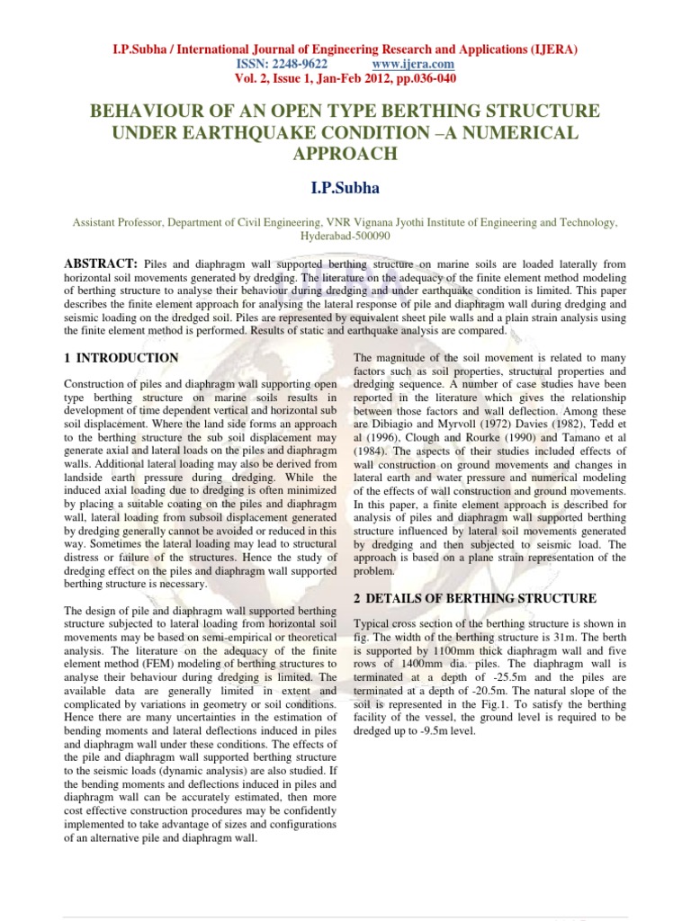 Analysis of the Behaviour of an Open Type Berthing Structure Under ...