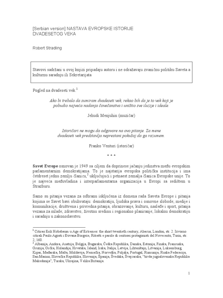 Robert Stradling Nastava Evropske Istorije XX Veka | PDF