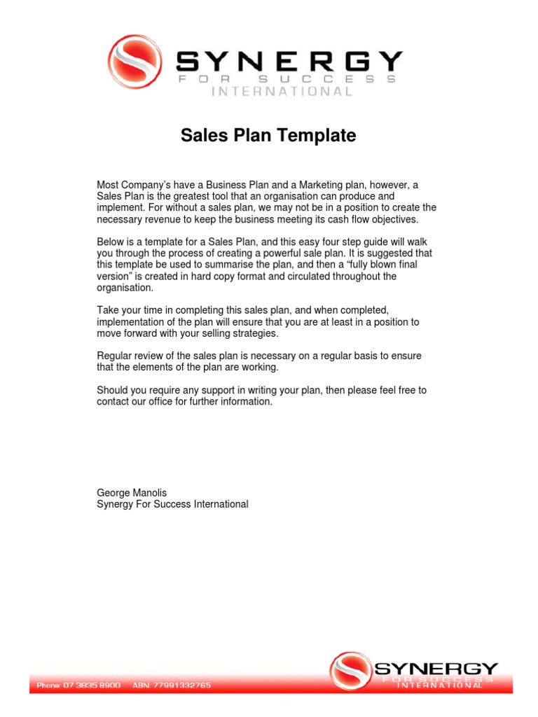 Sales Plan Template 2 PDF | PDF | Sales | Leadership