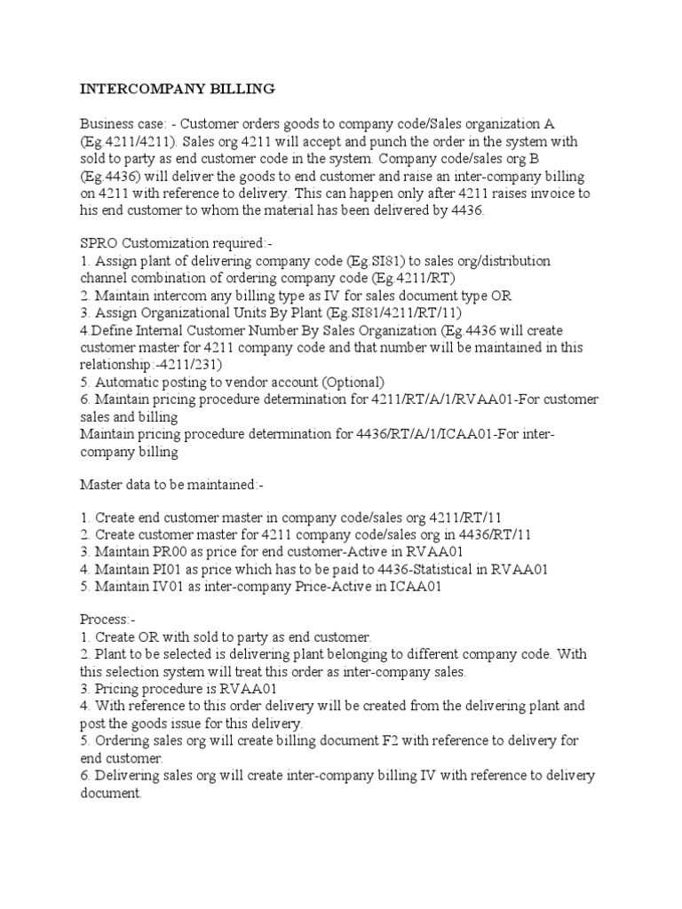 Intercompany Billing Process | PDF | Invoice | Pricing