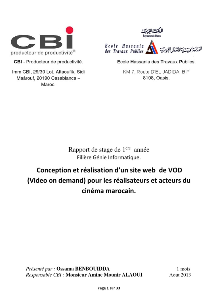 Rapport de Stage en Développement Sous Le Framework CodeIgniter Dans ...