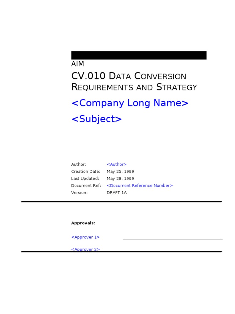 CV010 Data Conversion Requirements and Strategy | Oracle Database | Invoice
