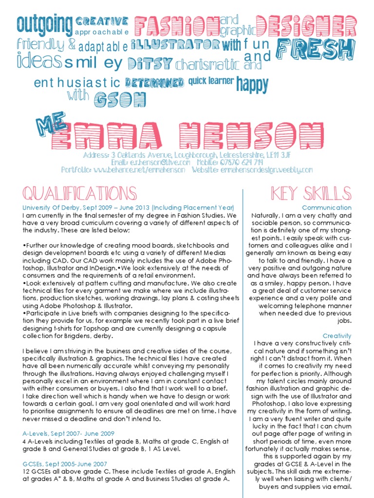 Emma Henson - CV 2013 | PDF | Further Education | Schools