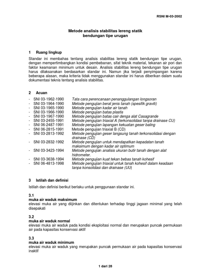 Rsni M-03-2002 Stabilitas Lereng | PDF