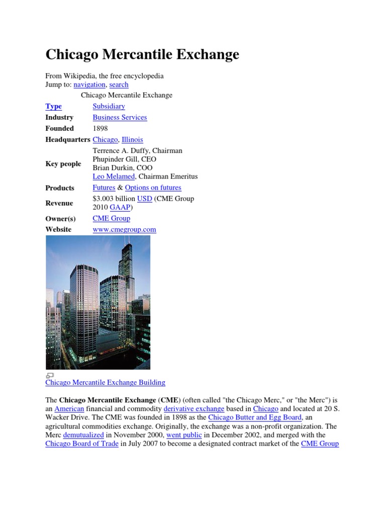 Chicago Mercantile Exchange | Chicago Mercantile Exchange | Market ...