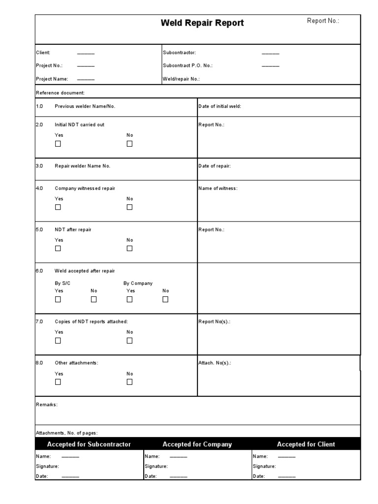 Weld Repair Report