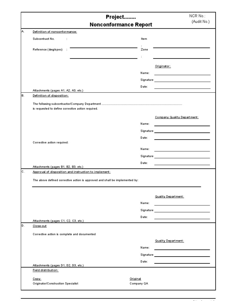 Non Conformance Report | PDF | Finance & Money Management