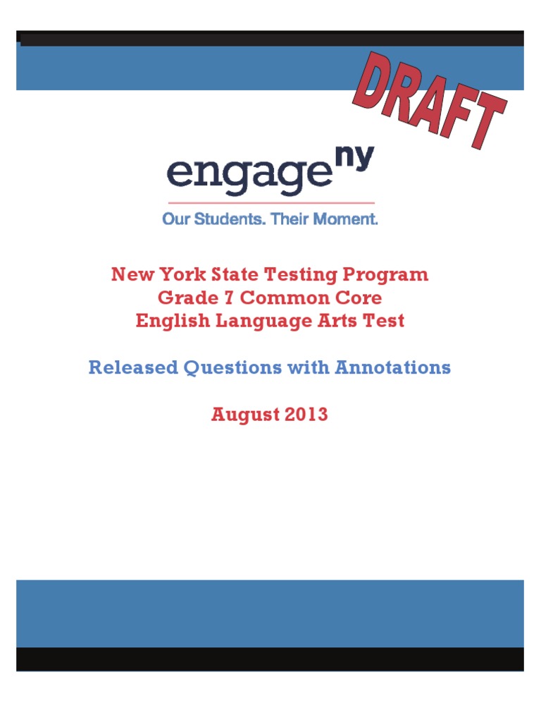 Grade 7 Ela Released Questions Multiple Choice Common Core State