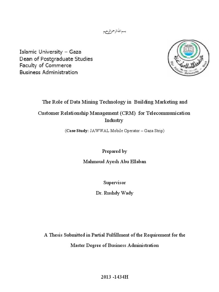 Thesis - Role of Data Mining Technology in Building Marketing and CRM ...