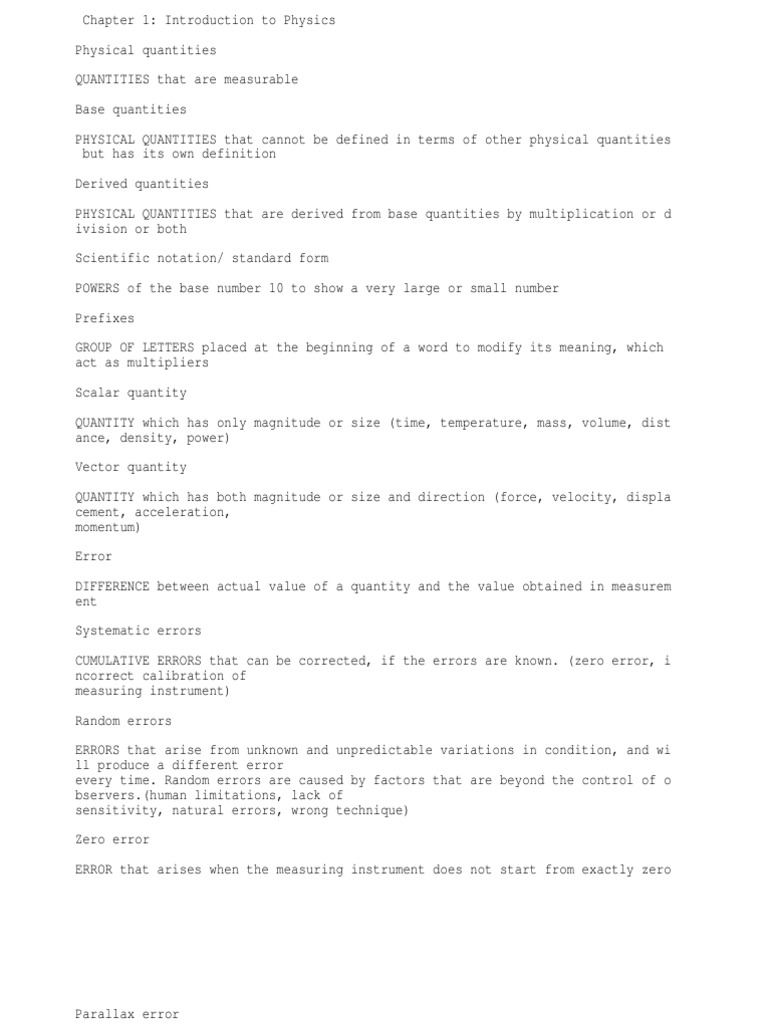 SPM Physics Definition List | PDF
