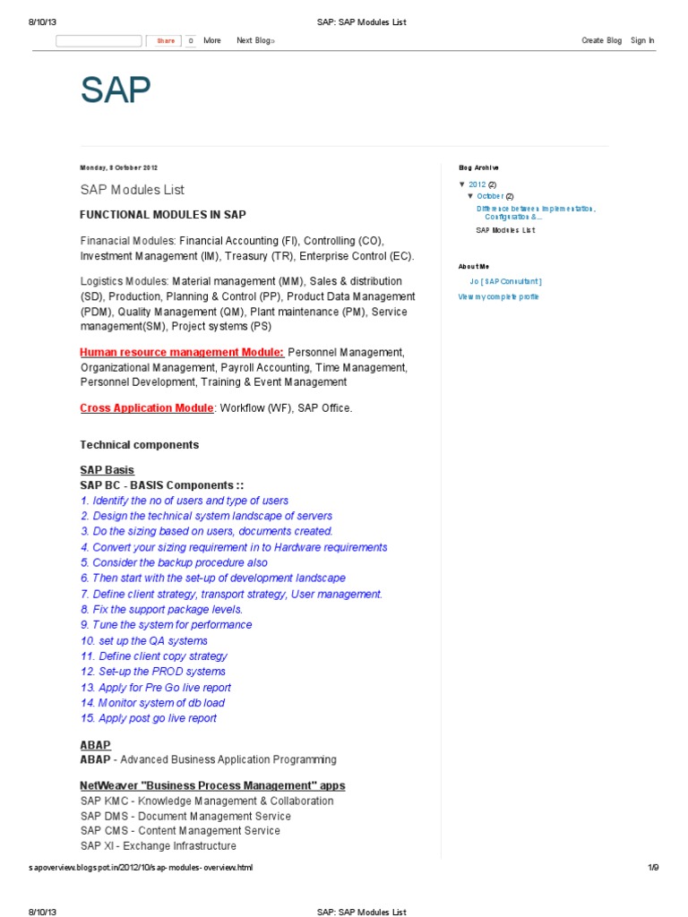 SAP - SAP Modules List | PDF | Sap Se | Supply Chain Management